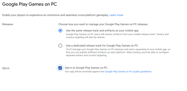 Google PlayのゲームはPC版ストアへの配信が自動実施に変更、開発者はオプトアウトを選択可能。PC版の動作状況はバッジで表示 – IndieGamesJp.dev